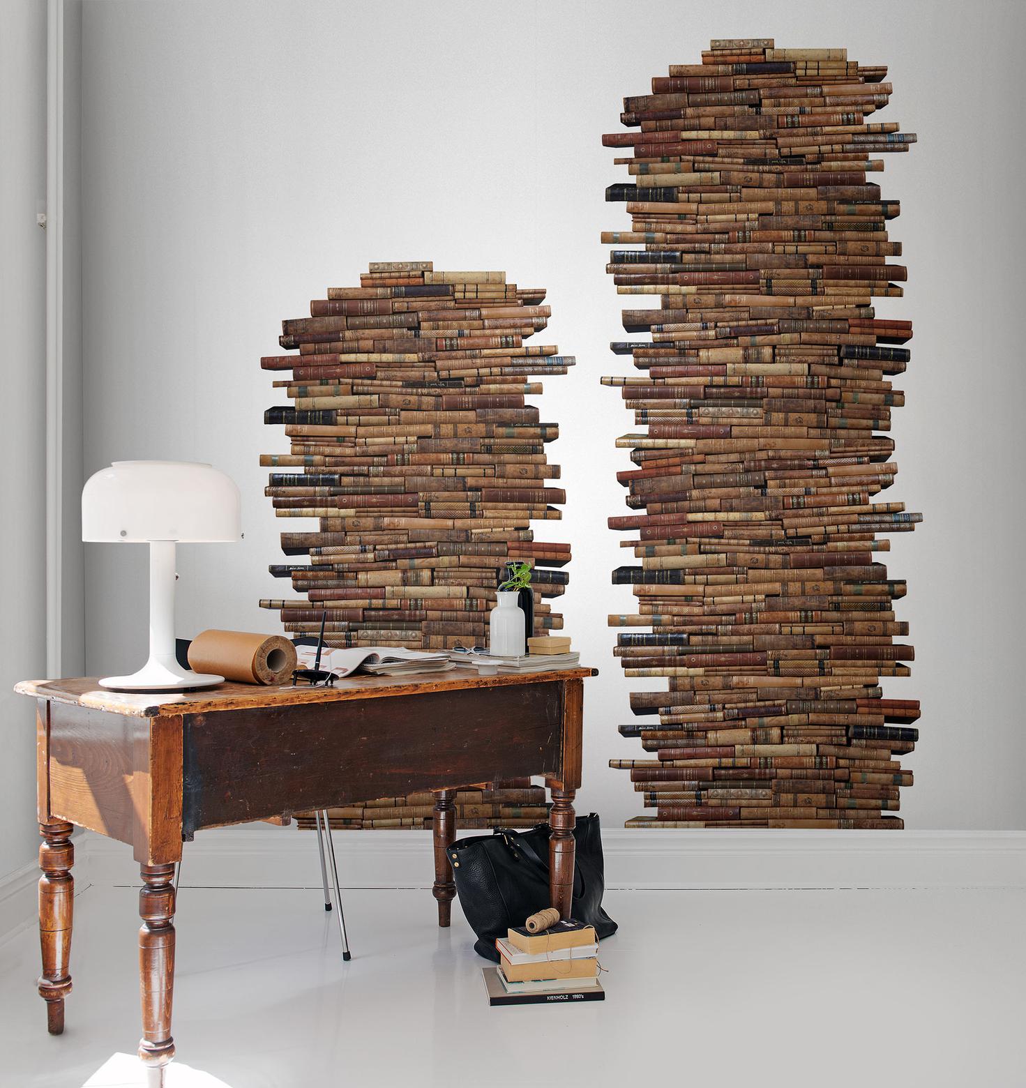 Vintage Book Pile | Rebel Walls | Wallpaper | Enquire Today | Artisan