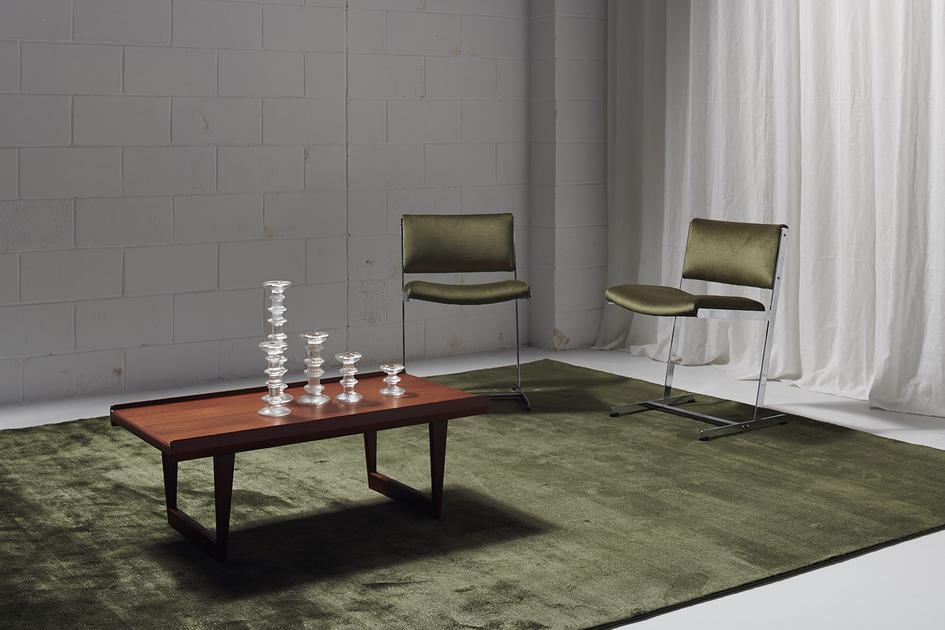 Copper - Moss Green | Bamboo Silk Cut Pile Rug | Artisan