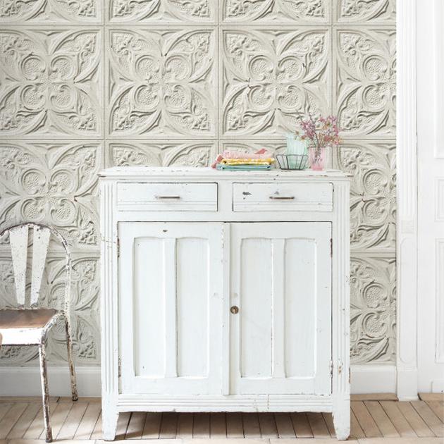 Antique off-white tin tiles | Koziel | Wallpaper | Artisan