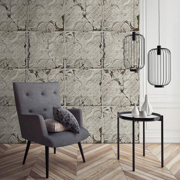 Antique off-white tin tiles | Koziel | Wallpaper | Artisan